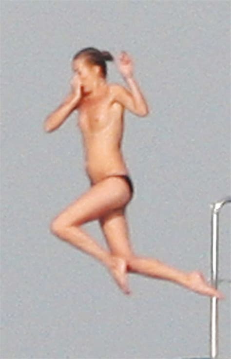 Kate Moss Topless Jumping From Yach And Showing Her Panties Paparazzi
