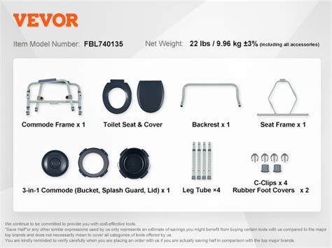 Vevor Chaise Percée Chaise De Nuit Avec Siège Plus Large Hauteur