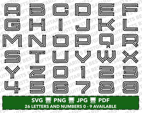 Circuit Font Svg Circuit Font Png Circuit Letters Svg Png Etsy