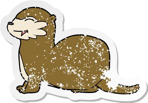 Pegatina Angustiada De Una Caricatura De Nutria Riendo 11686105 Vector