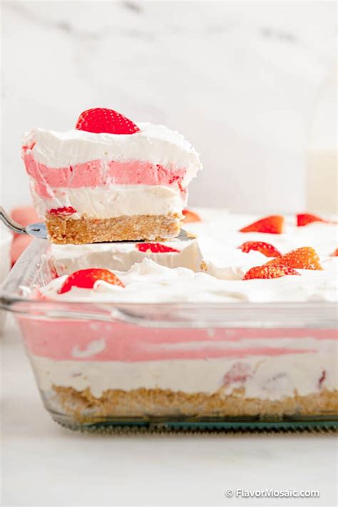 Strawberry Jello Lasagna Dessert No Bake Flavor Mosaic
