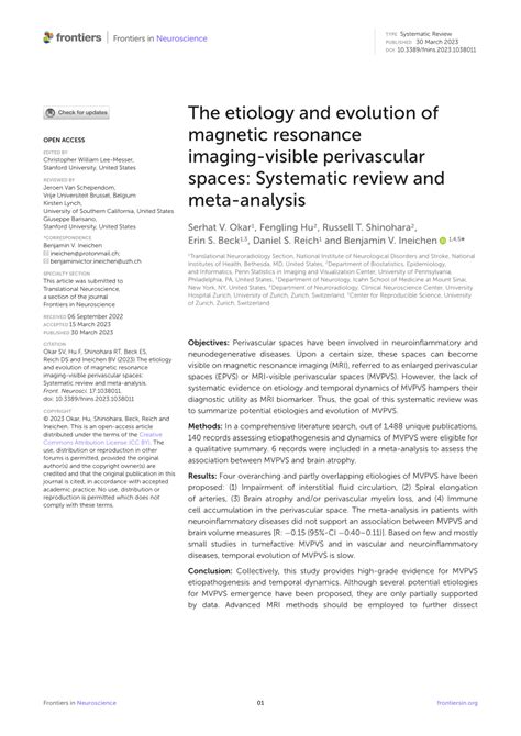 Pdf The Etiology And Evolution Of Magnetic Resonance Imaging Visible Perivascular Spaces