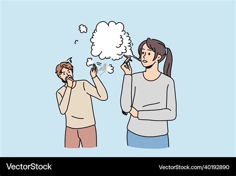 Woman Smoke Cigarette Effect Man Passerby Vector Image