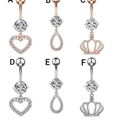 Jual Paling Sesuai Piercing Belly Anting Puser Stainless Silver Rosegold Tipe A F Shopee