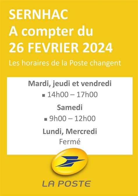 Changement Horaires De La Poste Mairie De Sernhac