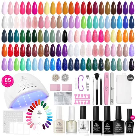 Beetles 85 Pcs Gel Nail Polish Kit With U V Light 55 Colors