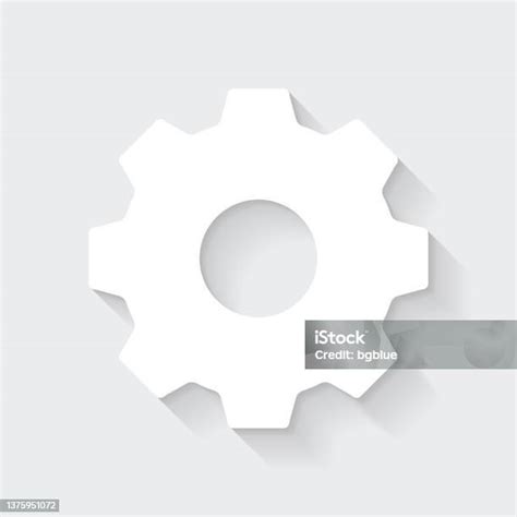 톱니바퀴 빈 배경에 긴 그림자아이콘 플랫 디자인 3차원 형태에 대한 스톡 벡터 아트 및 기타 이미지 3차원 형태 개념 개념 기호 Istock