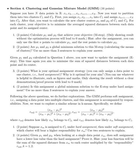 Section Clustering And Gaussian Mixture Model Chegg