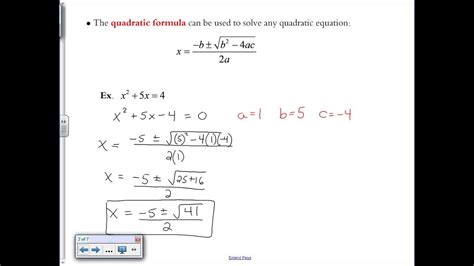 4 8 Quadratic Formula And The Discriminant Youtube