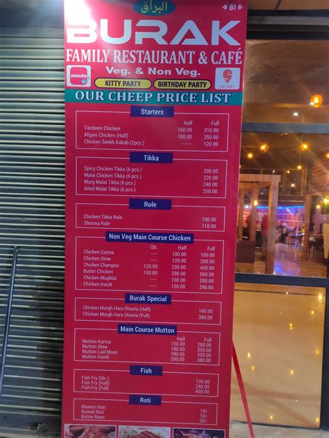 Menu At The Burak Restaurant And Cafe Alwar