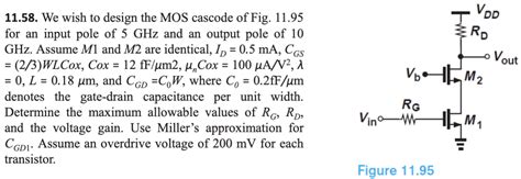 We Wish To Design The Mos Cascode Of Fig For An Input Pole Of