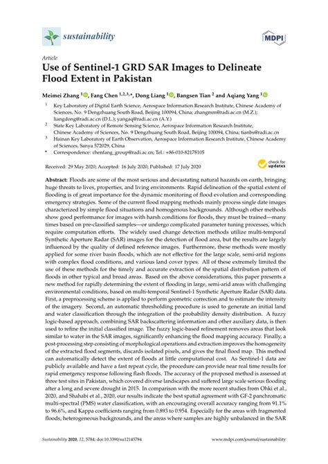 Pdf Use Of Sentinel 1 Grd Sar Images To Delineate Flood Extent In Pakistan