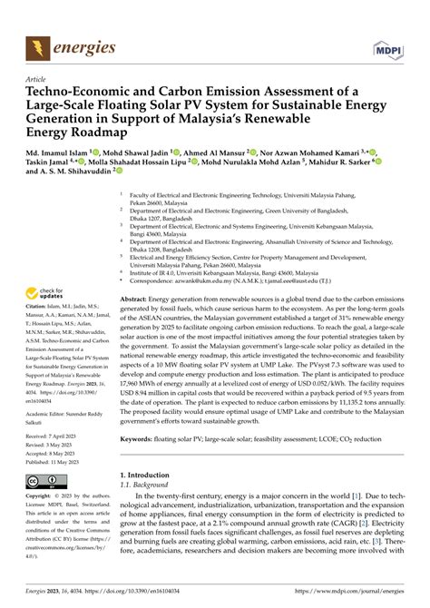 Pdf Techno Economic And Carbon Emission Assessment Of A Large Scale