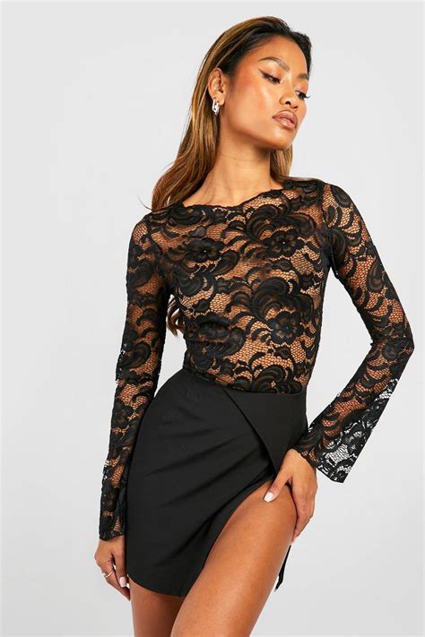 Lace Long Sleeve Top Boohoo Usa