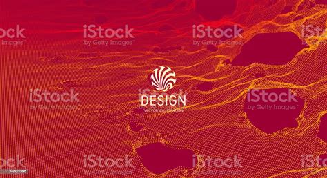 구멍이 있는 추상 그리드 배경입니다 동적 입자가 있는 배열입니다 텍스처 3d 그리드 표면 기술 벡터 일러스트입니다 0명에 대한