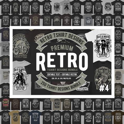 250 Retro T Shirt Designs Bundle 4 Masterbundles