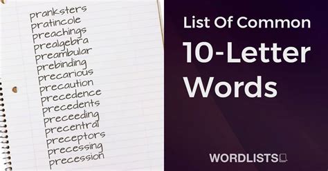 Letter Words List