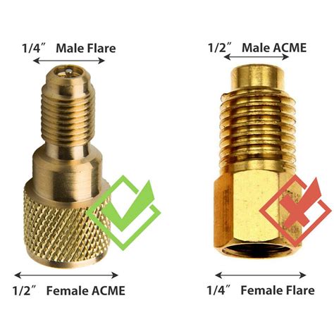 Buy Ac R12 To R134a Refrigerant Tank Brass Adapter 14 Sae Male To 12