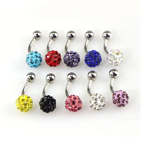 Ipcs Colourful Drill The Ball Steel Navel Piercing Fashion Clear
