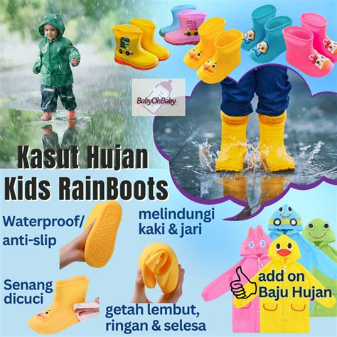 Boots Getah Budak Rain Boots Rain Shoes Kasut Hujan Motor Budak Kasut