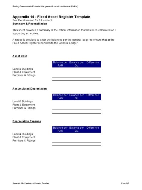 Fixed Asset Register Tracking Excel Format Template Download Pdf Depreciation Fixed Asset