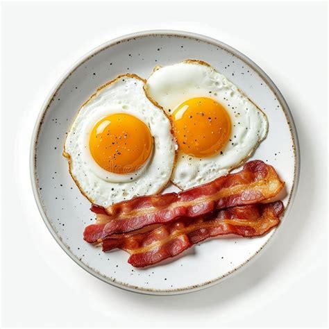 Classic Breakfast Of Fried Eggs And Bacon Created By Generative Ai