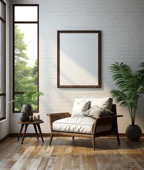 Simple Frame And Blank Canvas Generative Ai Stock Illustration