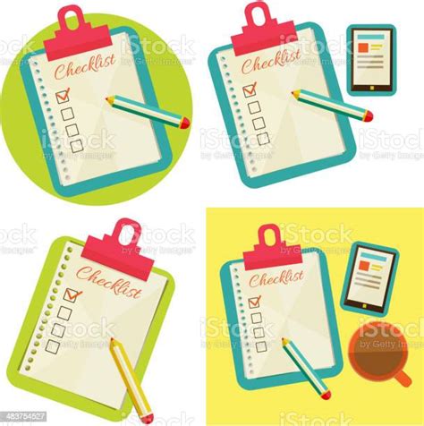 Vector Illustration Set Of Check List向量圖形及更多名單圖片 名單 問卷 想法 Istock