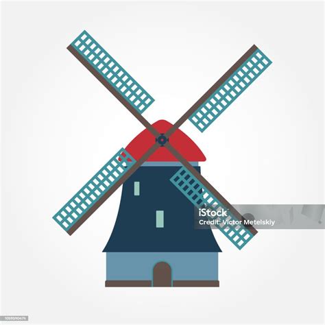 풍차 아이콘 또는 기호 흰색 배경에 고립입니다 밀 기호입니다 화려한 벡터 일러스트입니다 네덜란드에 대한 스톡 벡터 아트 및 기타