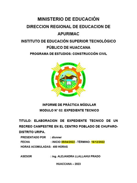 Informe Modular Guía Y Caratula Pdf