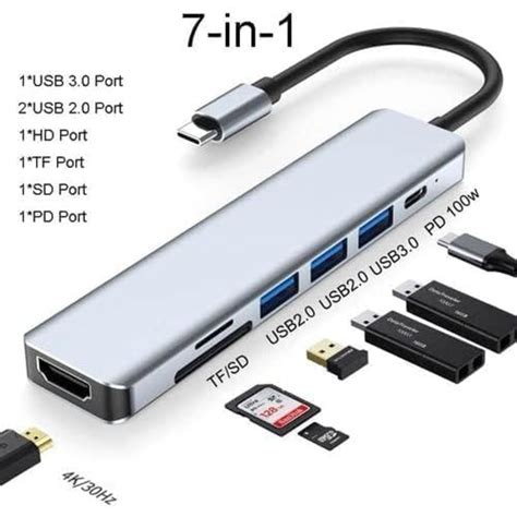 USB Type C Adapter 7 In 1 Multiport Aluminum Dongle Kroobia Store