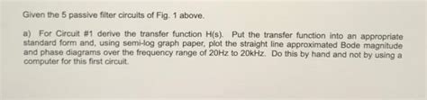 solved given the 5 passive filter circuits of fig 1 above