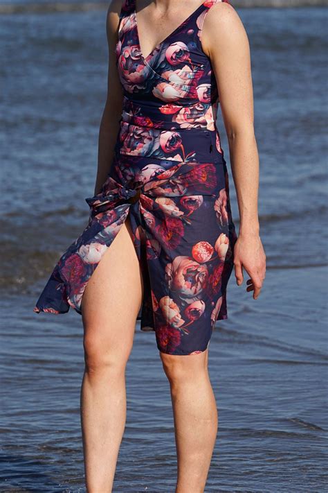 Swim Scarf Wrap Navy Floral Annah Stretton Nz Matching Mini