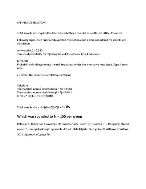 Sample Size Selection Copy Sample Size Selection Total Sample Size
