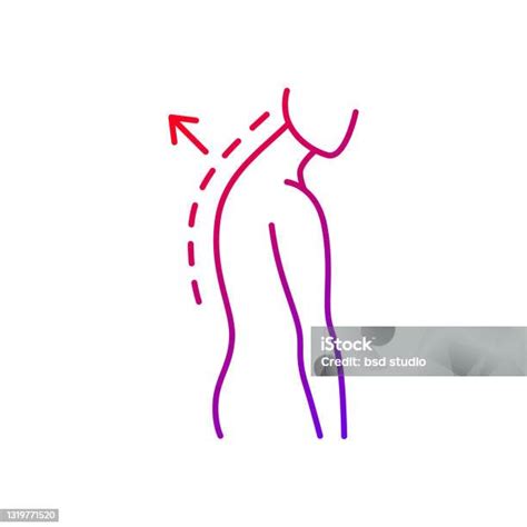 흉부 Kyphosis 그라데이션 선형 벡터 아이콘 Kyphosis에 대한 스톡 벡터 아트 및 기타 이미지 Kyphosis