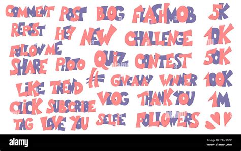 Social Media Networks Quotes Set Collection Of Hand Drawn Words For