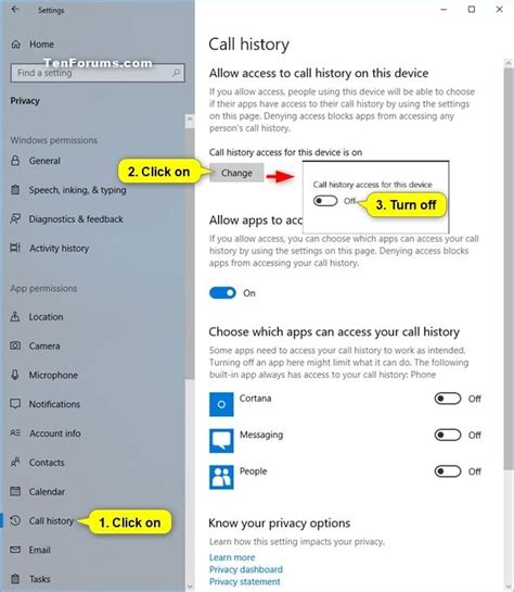 Allow Or Deny Os And Apps Access To Call History In Windows 10 Tutorials