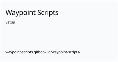 Setup Waypoint Scripts