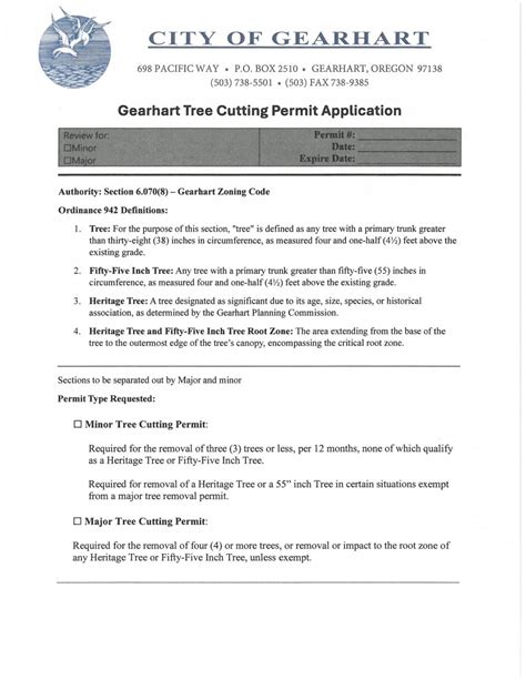Tree Cutting Permit Application City Of Gearhart Oregon