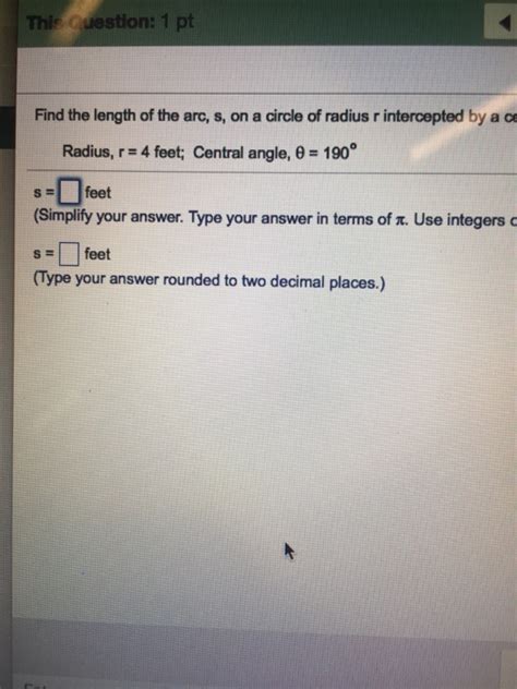 Solved Find The Length Of The Arc On A Circle With A Radius Chegg Com