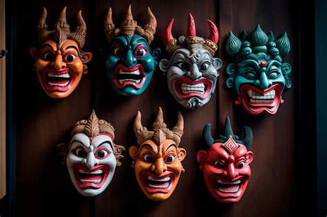 Premium Photo Javanese Masks Are Presented And Exhibited On The Wall