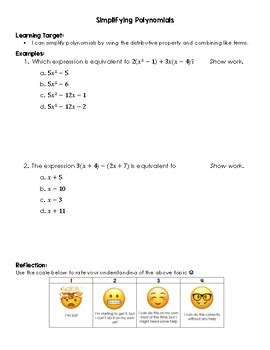 Simplifying Expressions Operations With Polynomials By Msgreenmath