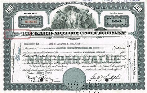 Usa Packard Motor Car Company Stock Certificate