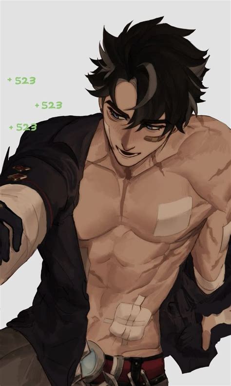 Pin by Димова Александра on геншин Anime guys shirtless Handsome anime Handsome anime guys