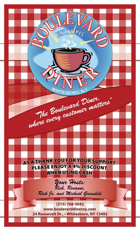 Boulevard Diner Fasprint Menus