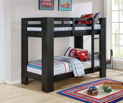 Suzie Twin Over Twin Bunk Bed Black By Furniture Of America