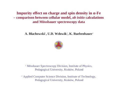 Ppt Impurity Effect On Charge And Spin Density In α Fe Comparison