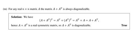 Solved M For Any Real Nn Matrix A The Matrix A AT Is Chegg Com