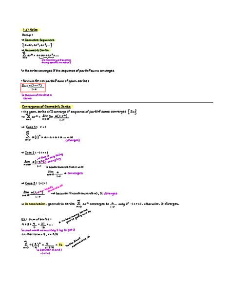 Notes Geometric Sequences Convergence And Divergence Of Sequences Limits Of Functions
