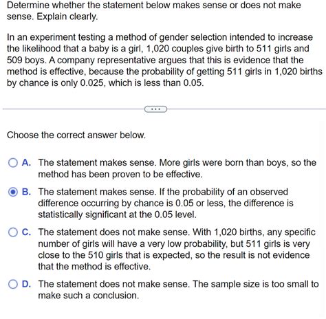 Solved Determine Whether The Statement Below Makes Sense Or Chegg Com